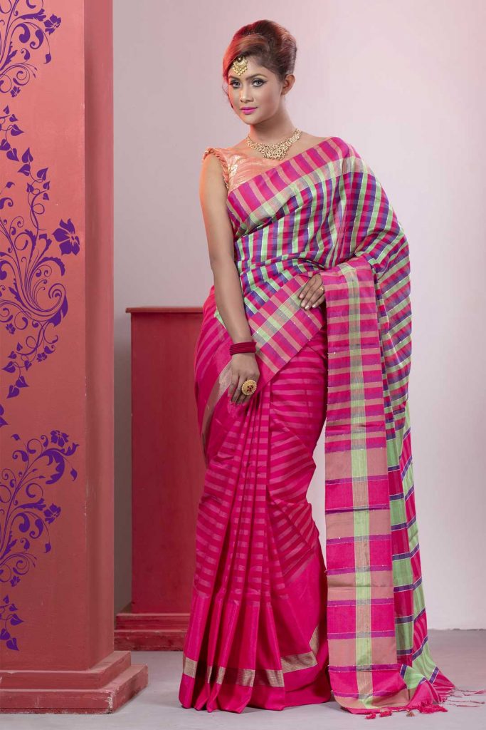 Multi-Color Half Silk Chumki Saree – RoopKotha – Best Saree in Bangladesh
